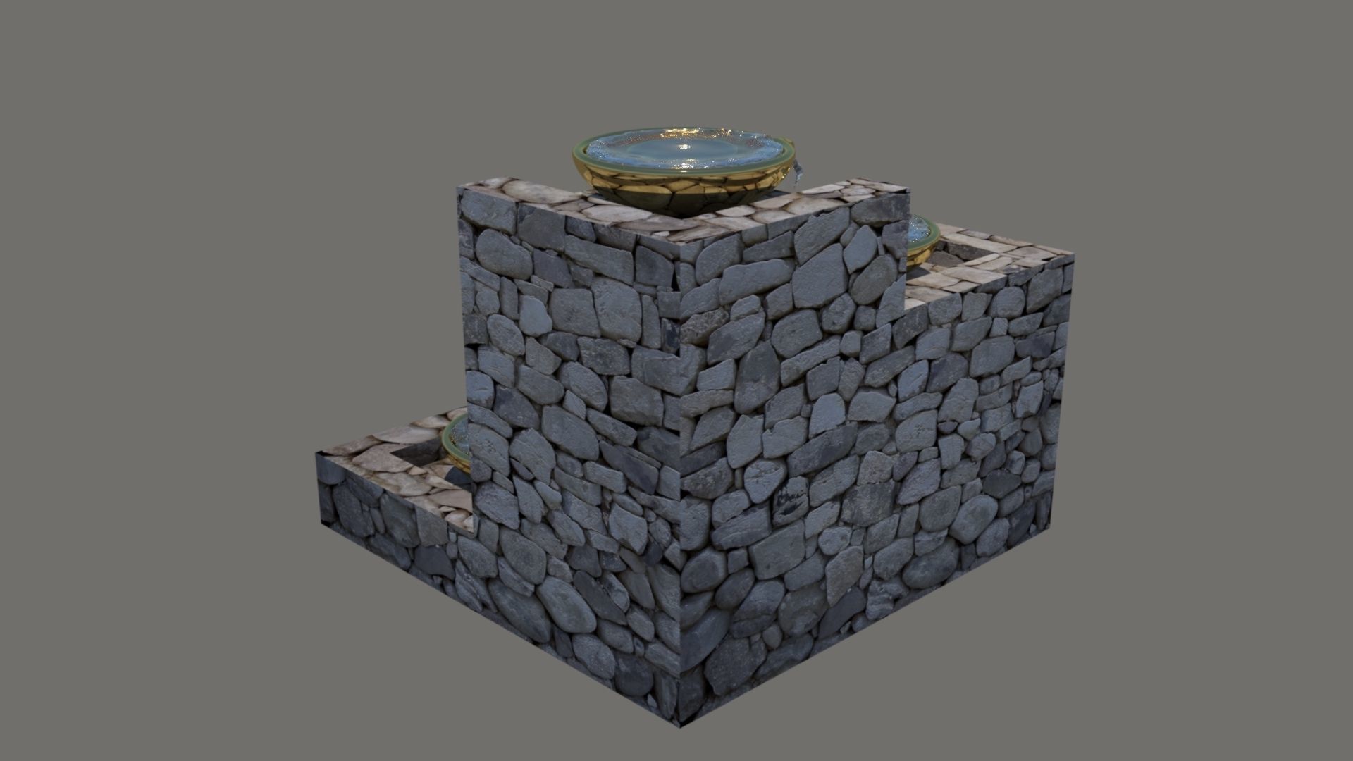 Cascading four bowl water feature 3D model | CGTrader
