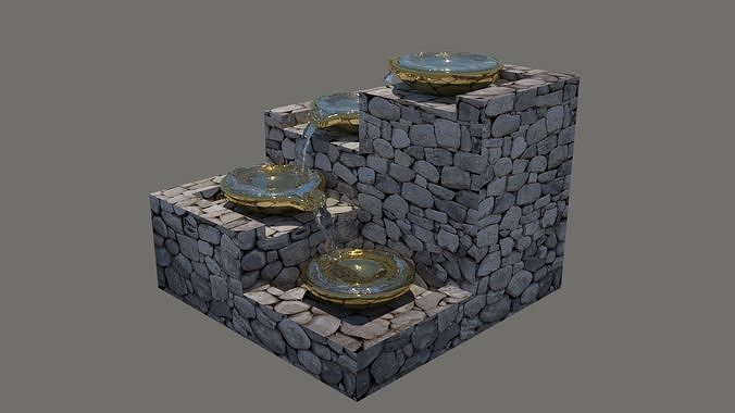 Cascading four bowl water feature 3D model | CGTrader