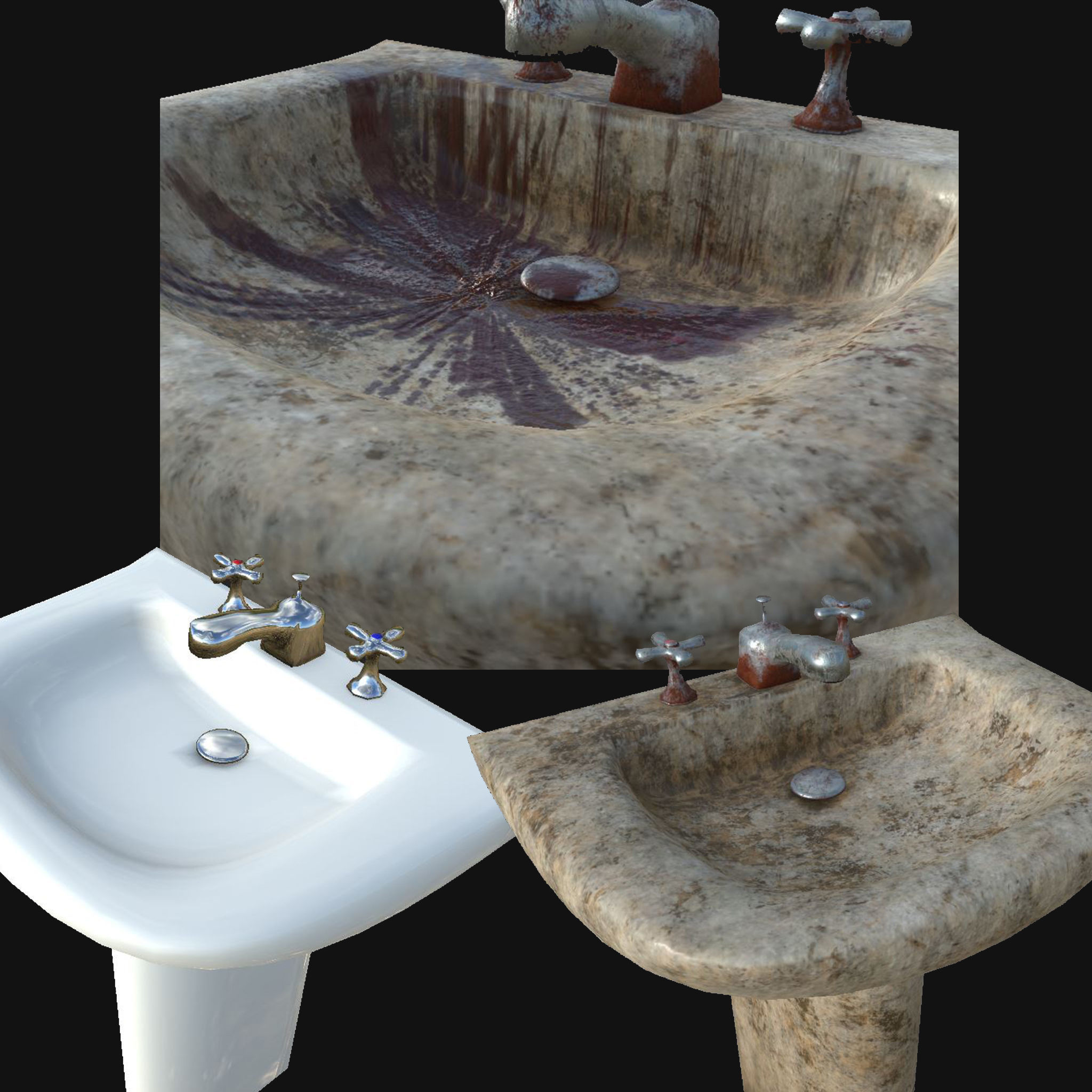 3D model Sink with 3 textures VR / AR / low-poly | CGTrader