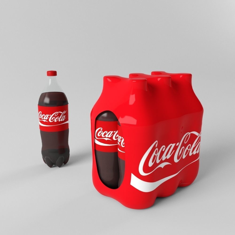 Coca-Cola Plastic Bottle with Pack 3D | CGTrader