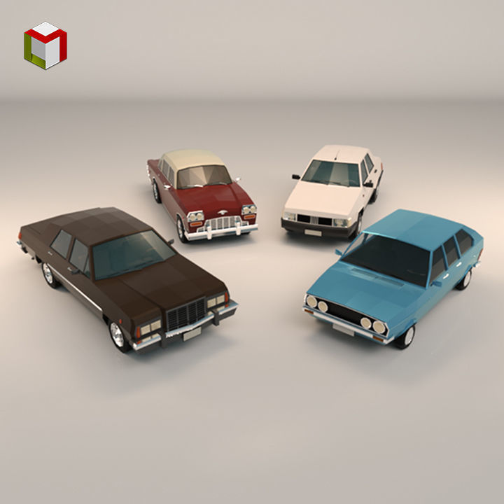 3D Model Collection Low Poly Sedan Car Pack 01 VR / AR / low-poly ...