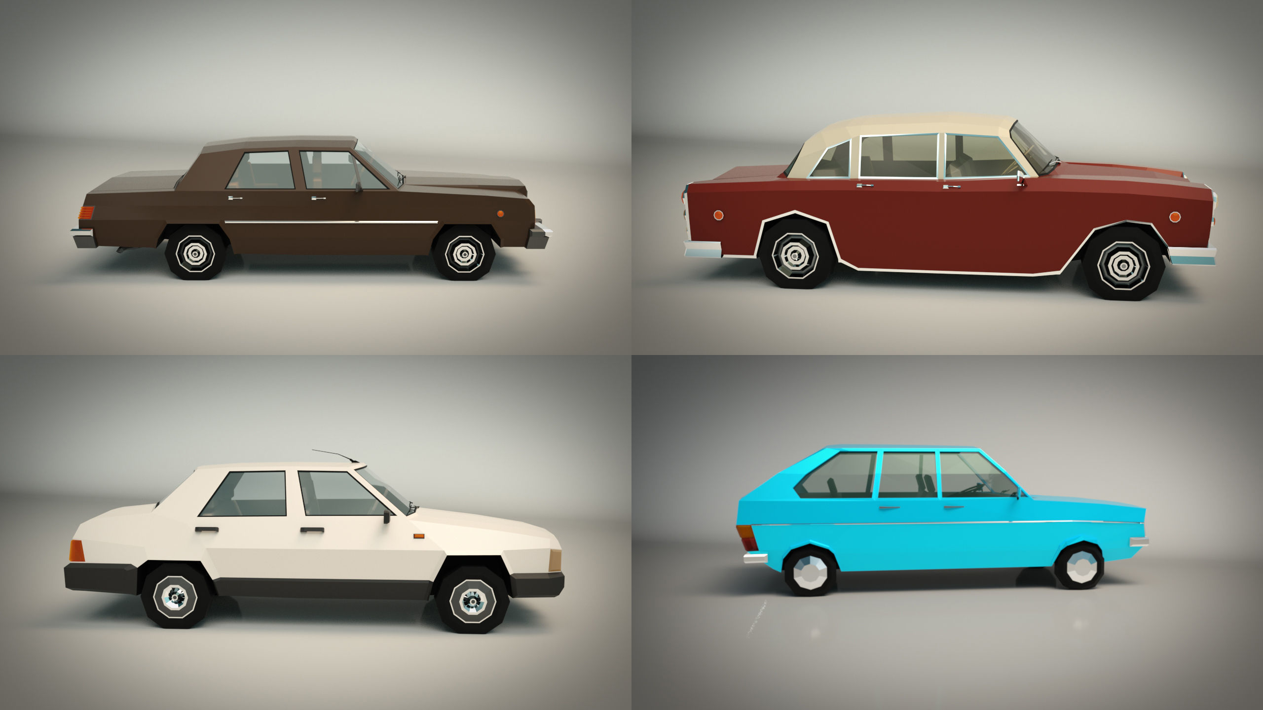 Low Poly Sedan Car Pack 01 3D Model Collection | CGTrader