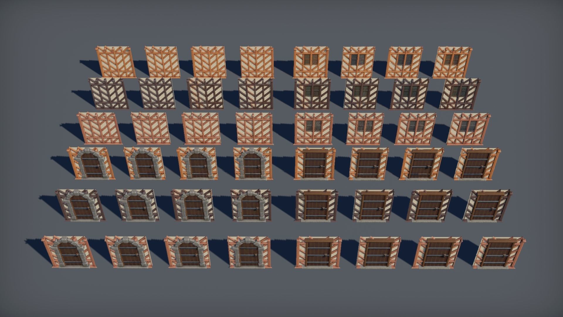 3D model Modular stylized medieval buildings pack VR / AR / low-poly ...