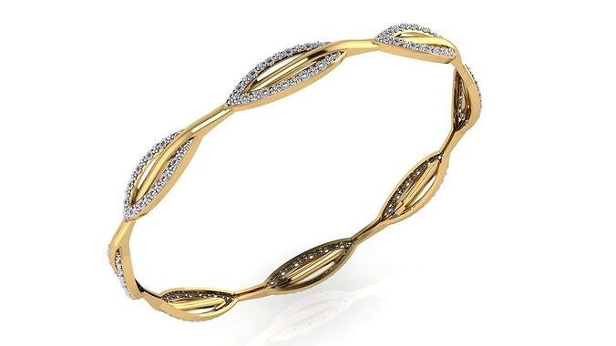 Bangle diamond gold free 3D model 3D printable | CGTrader