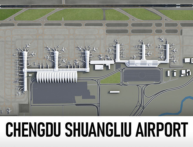 3D model Chengdu Shuangliu International Airport - CTU VR / AR / low ...