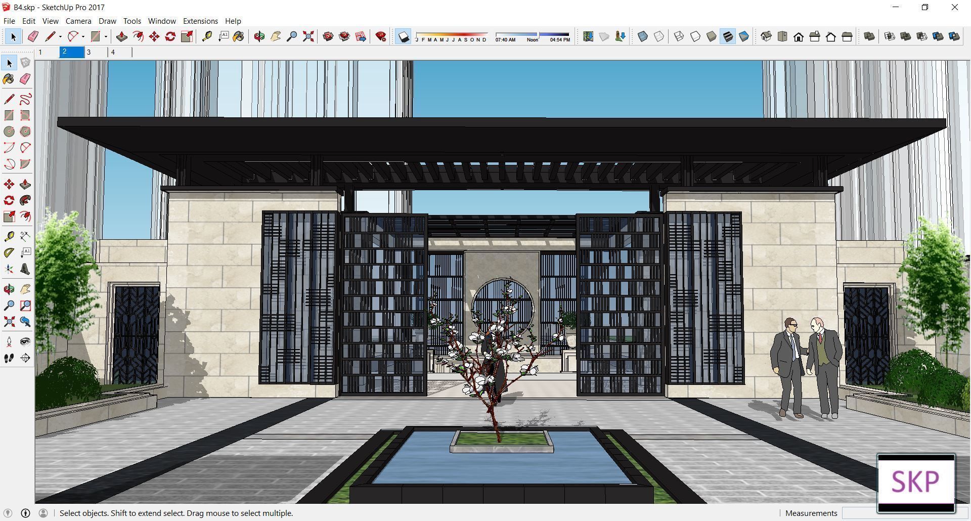 Sketchup Entrance gate B4 3D model SKP