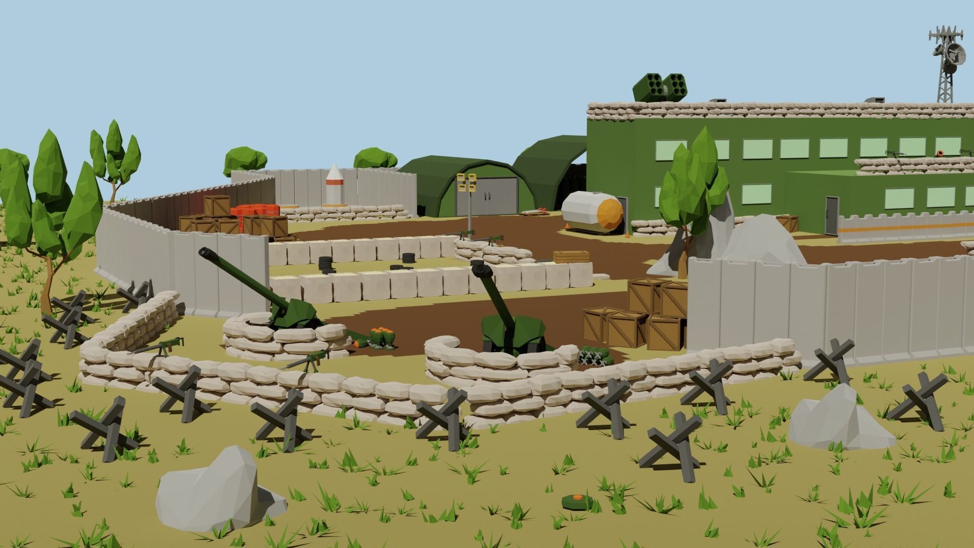 3D model Low poly Military Base VR / AR / low-poly | CGTrader