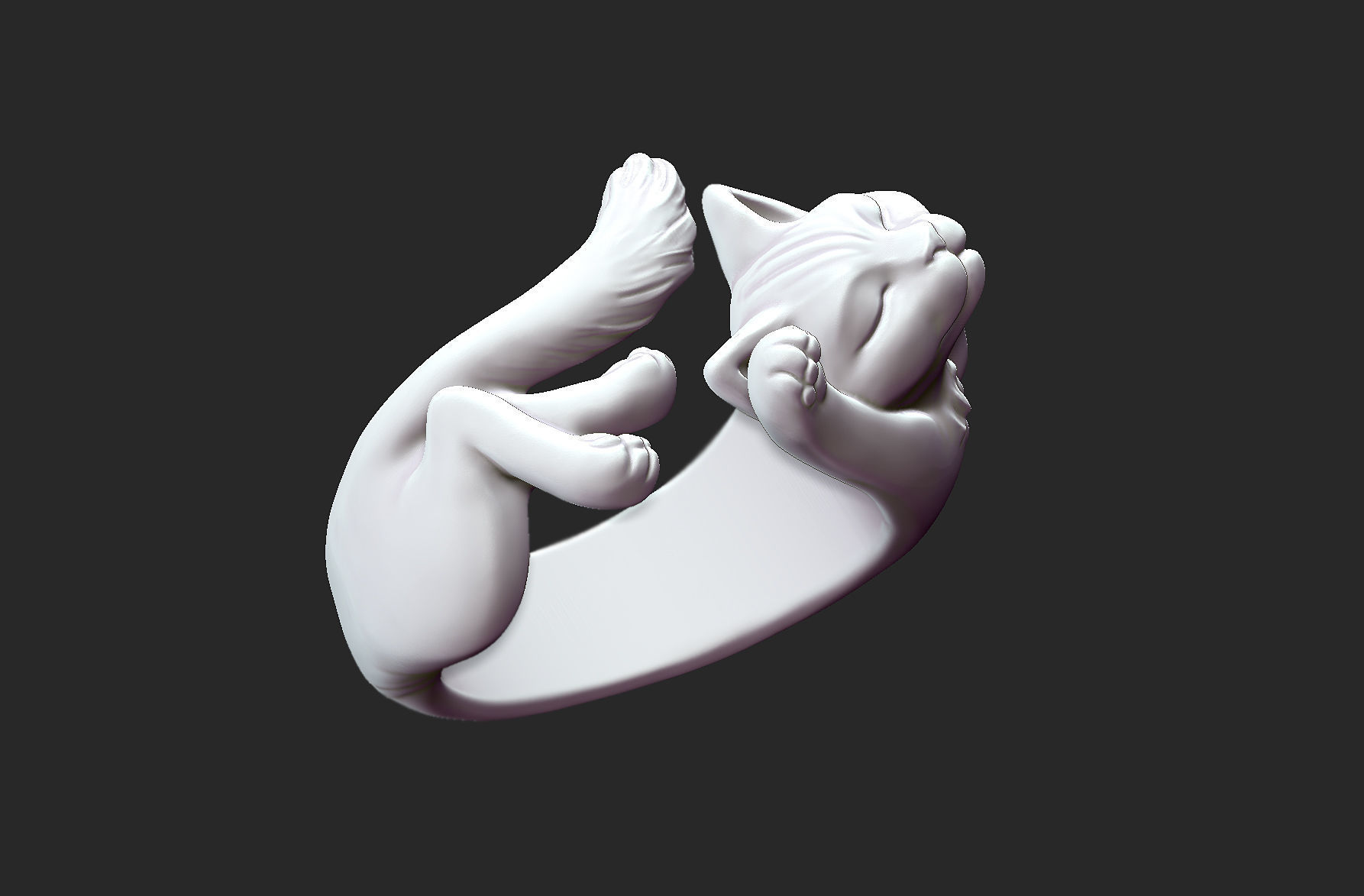 Lazy Cat Ring 3D model 3D printable | CGTrader
