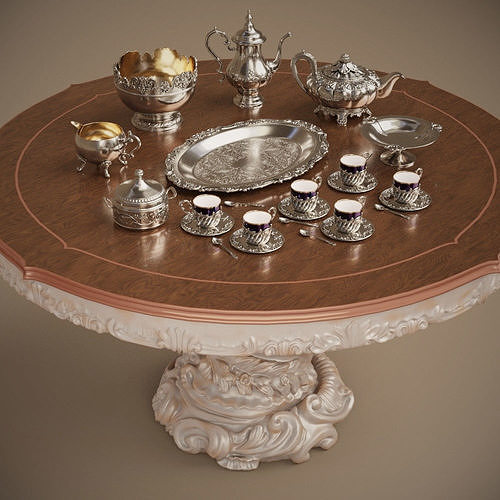 Midpoly 9 items Silver service set 3D model | CGTrader