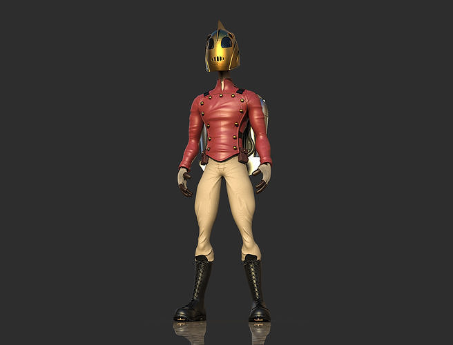 Rocketeer character with backpack and helmet 3D model | CGTrader