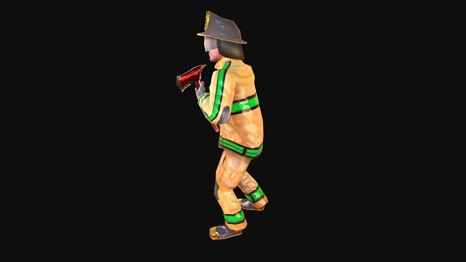 3D model Fire-Fighter - Fireman - Mobile Character VR / AR / low-poly ...