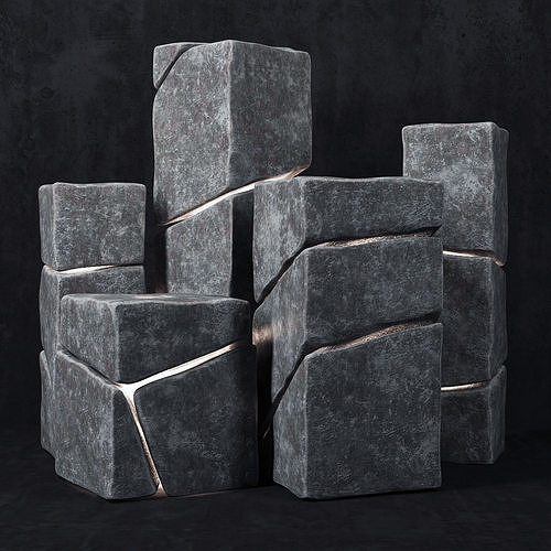 Stone cube light 3D model | CGTrader
