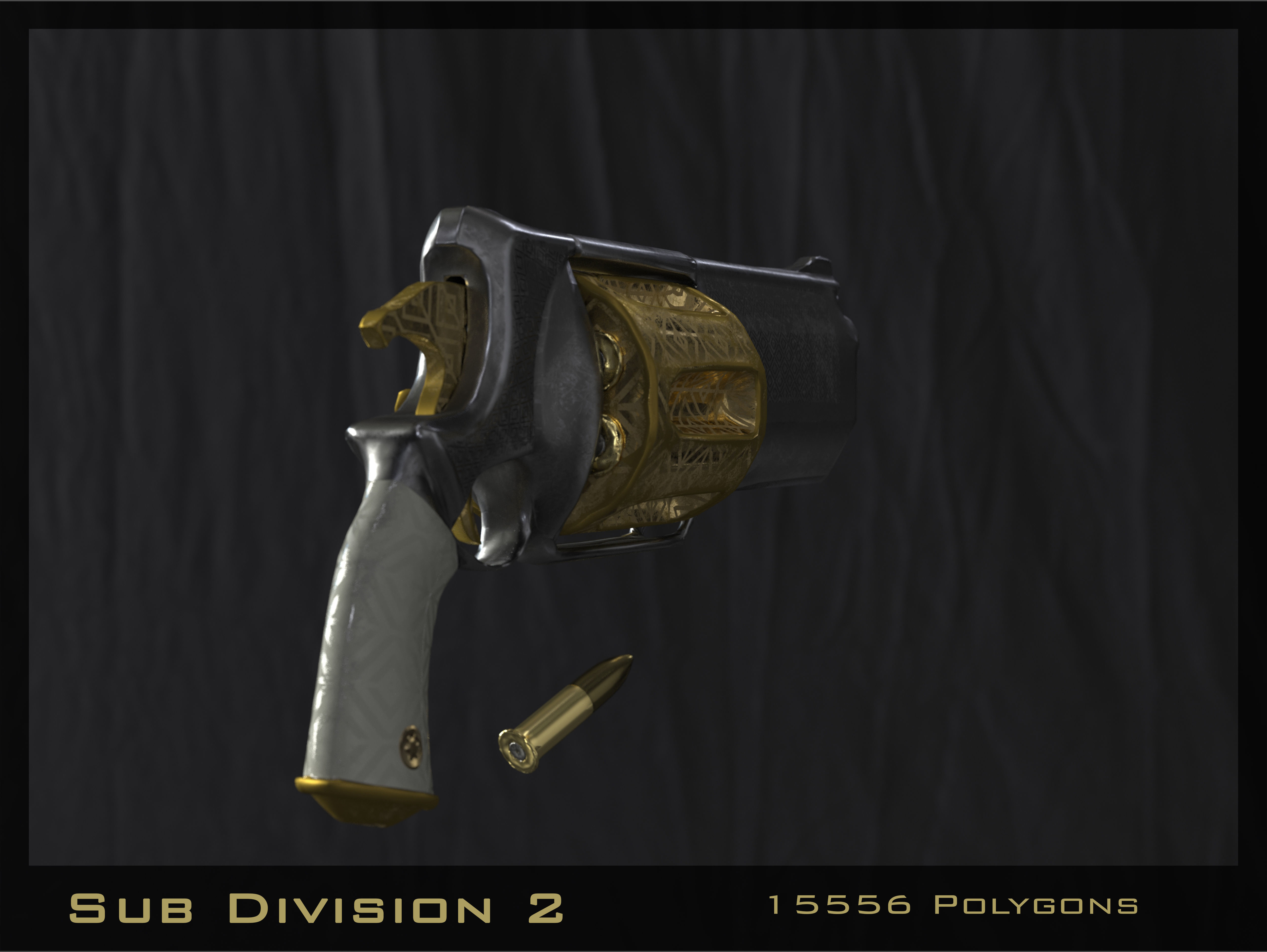 3D model Golden Revolver VR / AR / low-poly | CGTrader