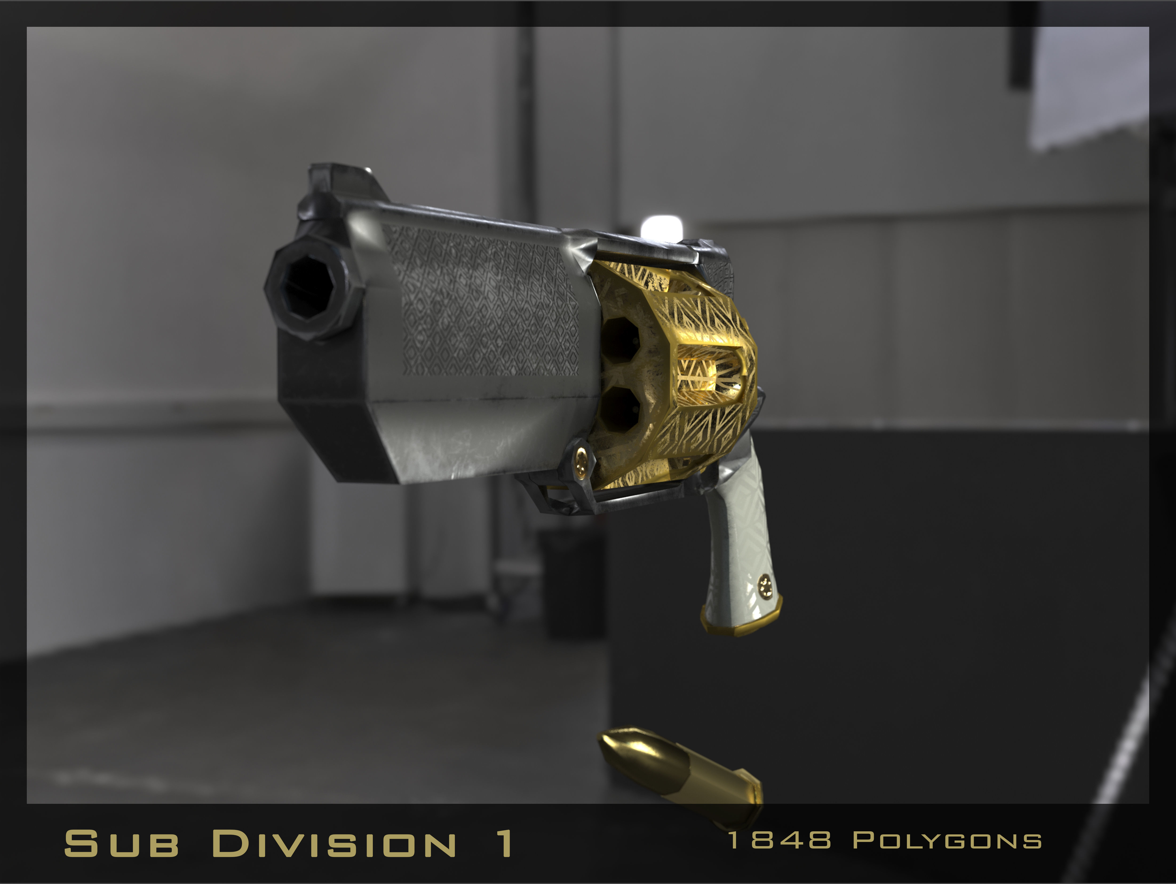 3D model Golden Revolver VR / AR / low-poly | CGTrader