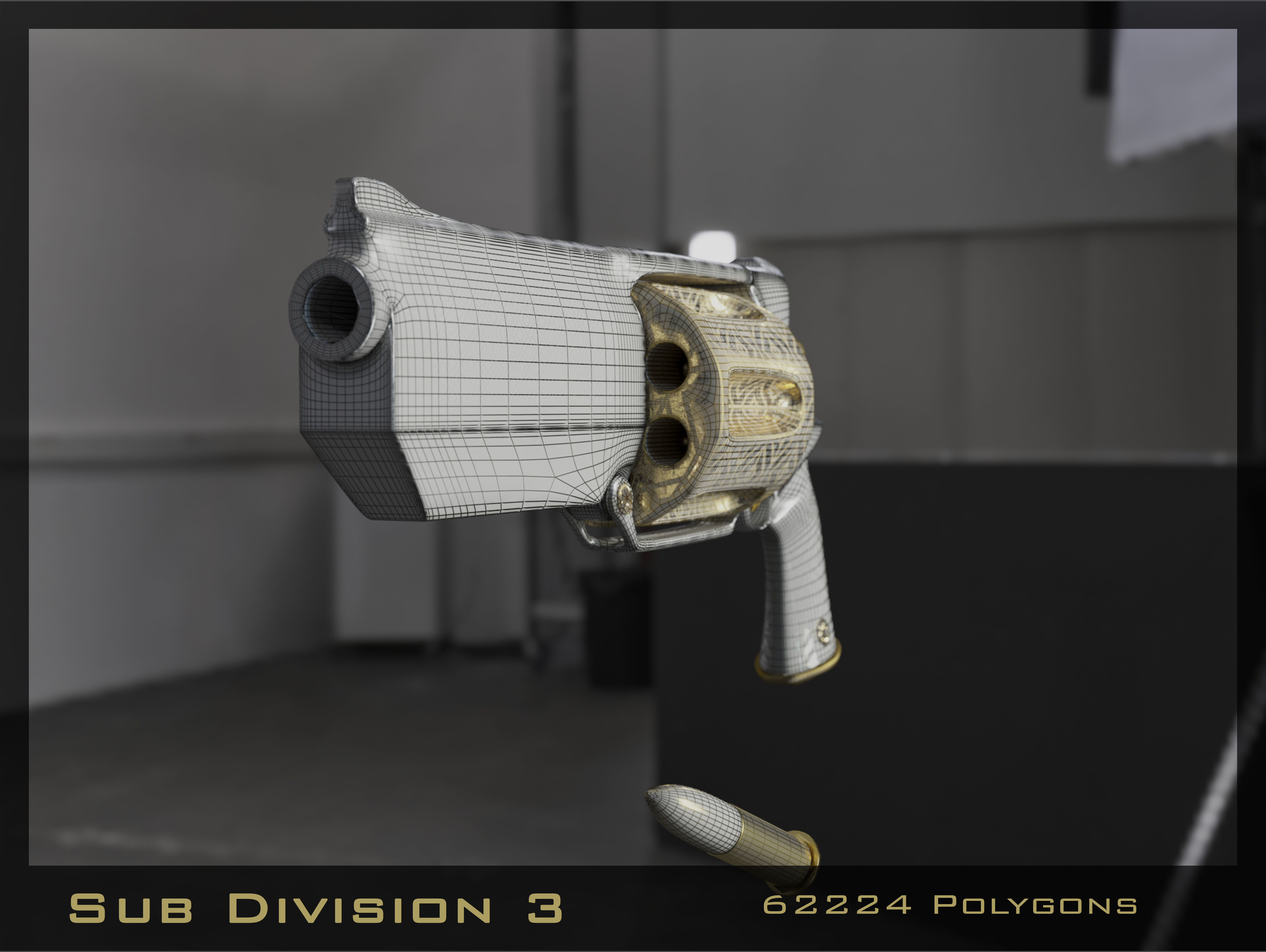 3D model Golden Revolver VR / AR / low-poly | CGTrader