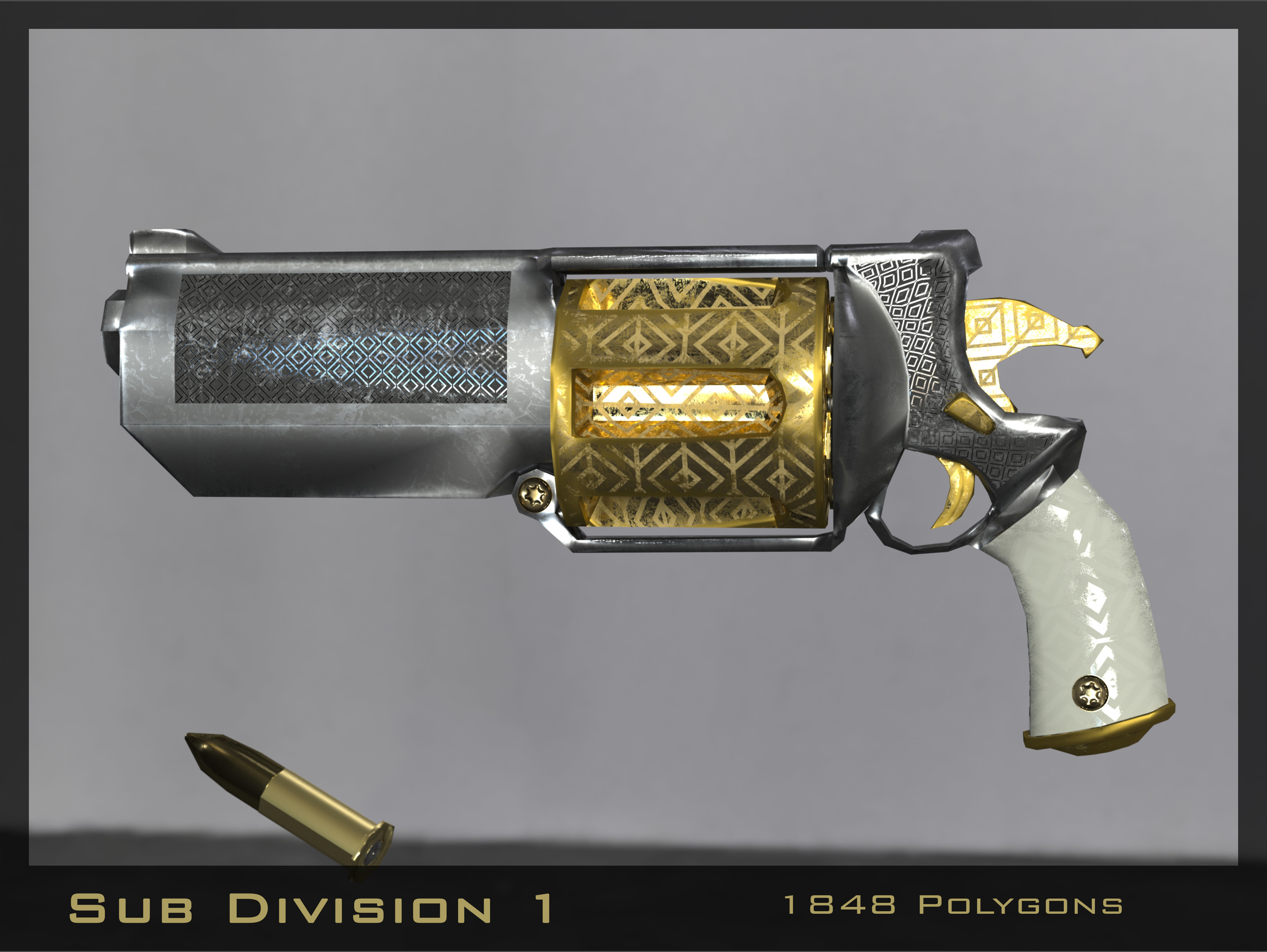3D model Golden Revolver VR / AR / low-poly | CGTrader