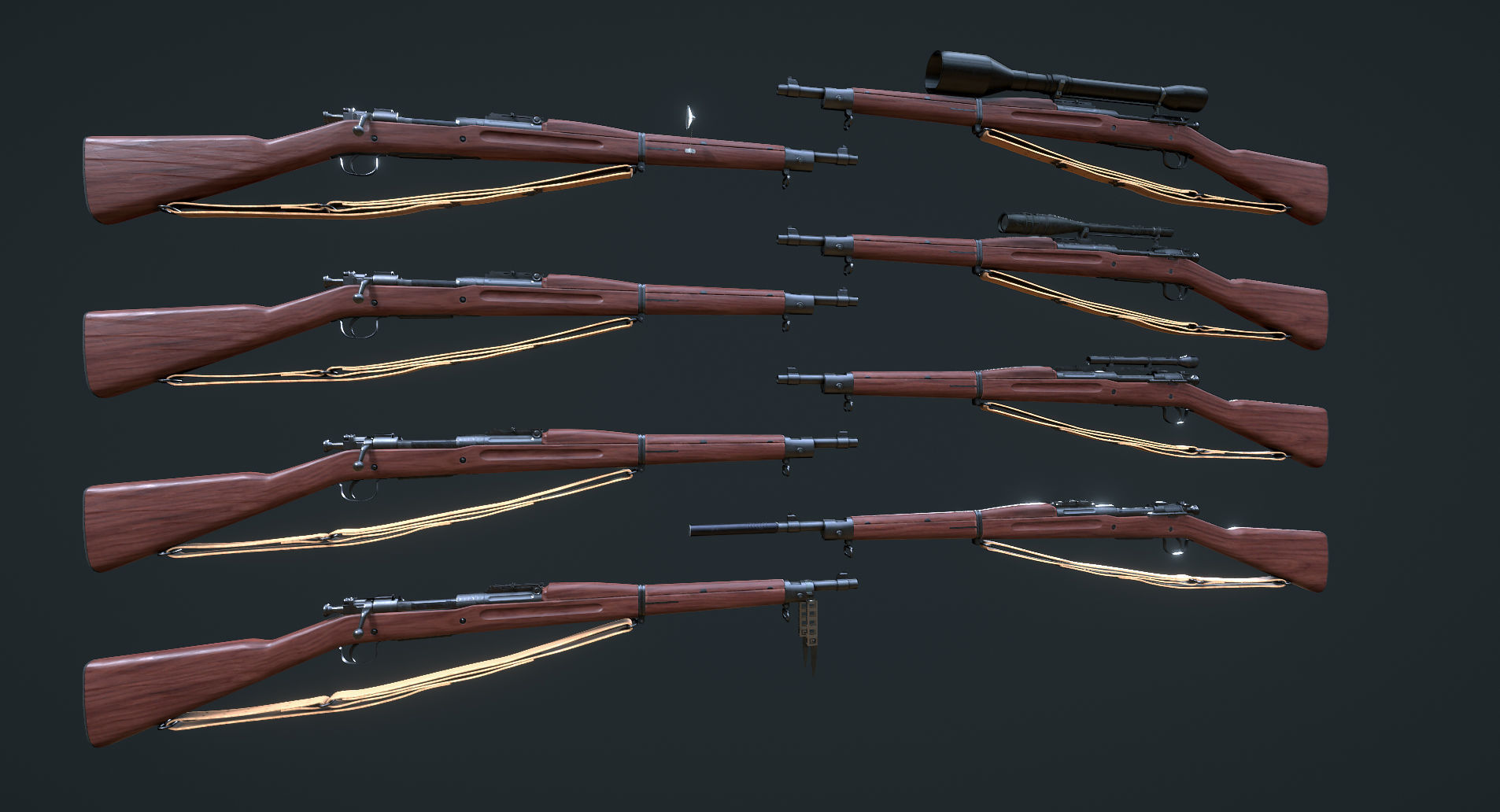 3D model WW2 Springfield M1903 Sniper with Attachments VR / AR / low ...