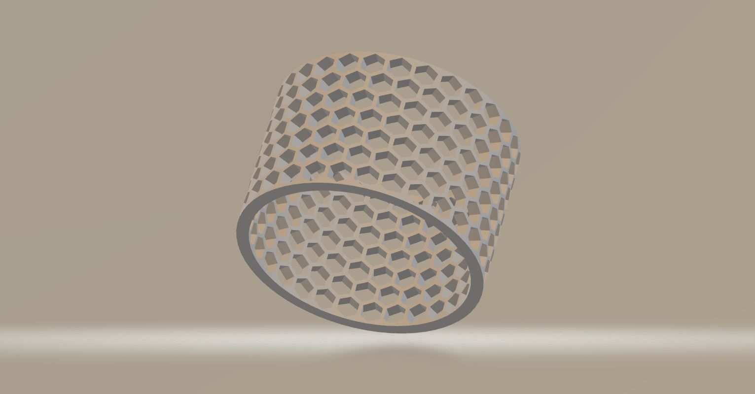 Simple cylinder with hexagonal mesh or honeycomb pattern 3D model ...