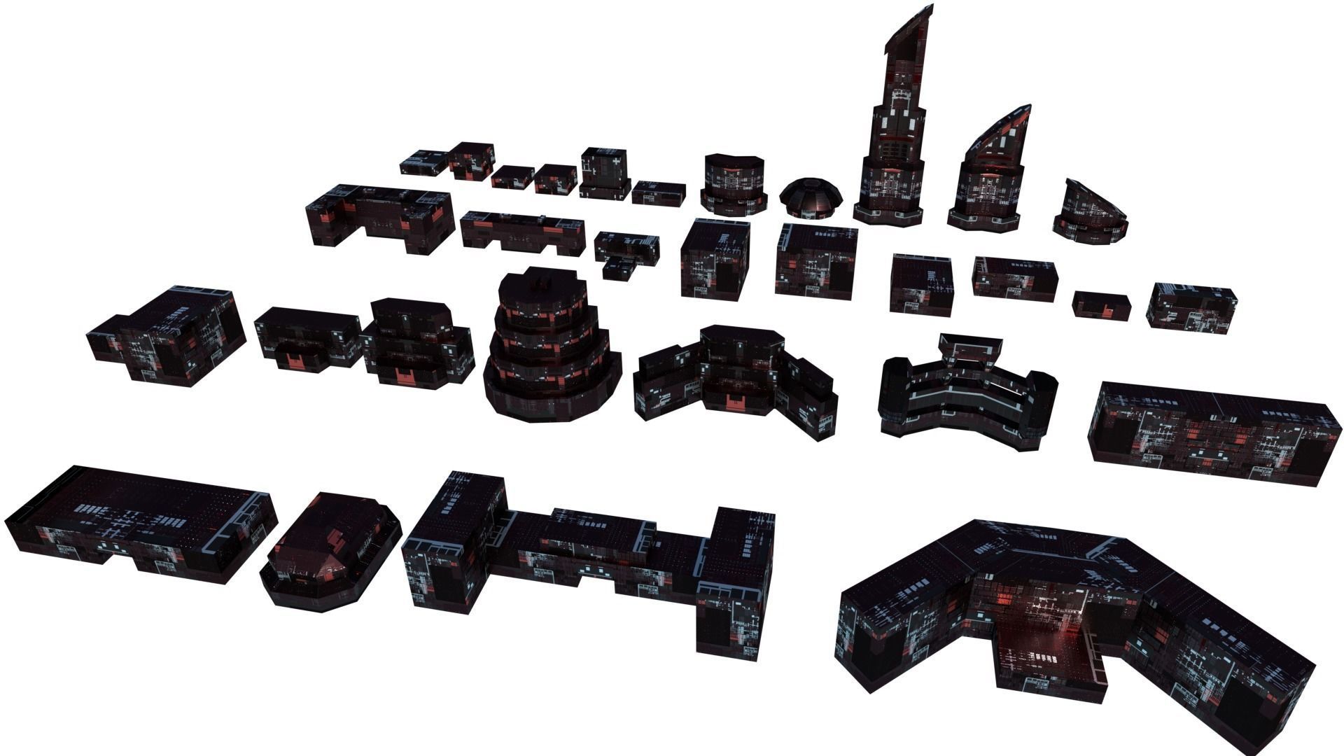 3D model Sci Fi Space Colony Pack Modular 8k PBR 1512 Buildings VR / AR ...