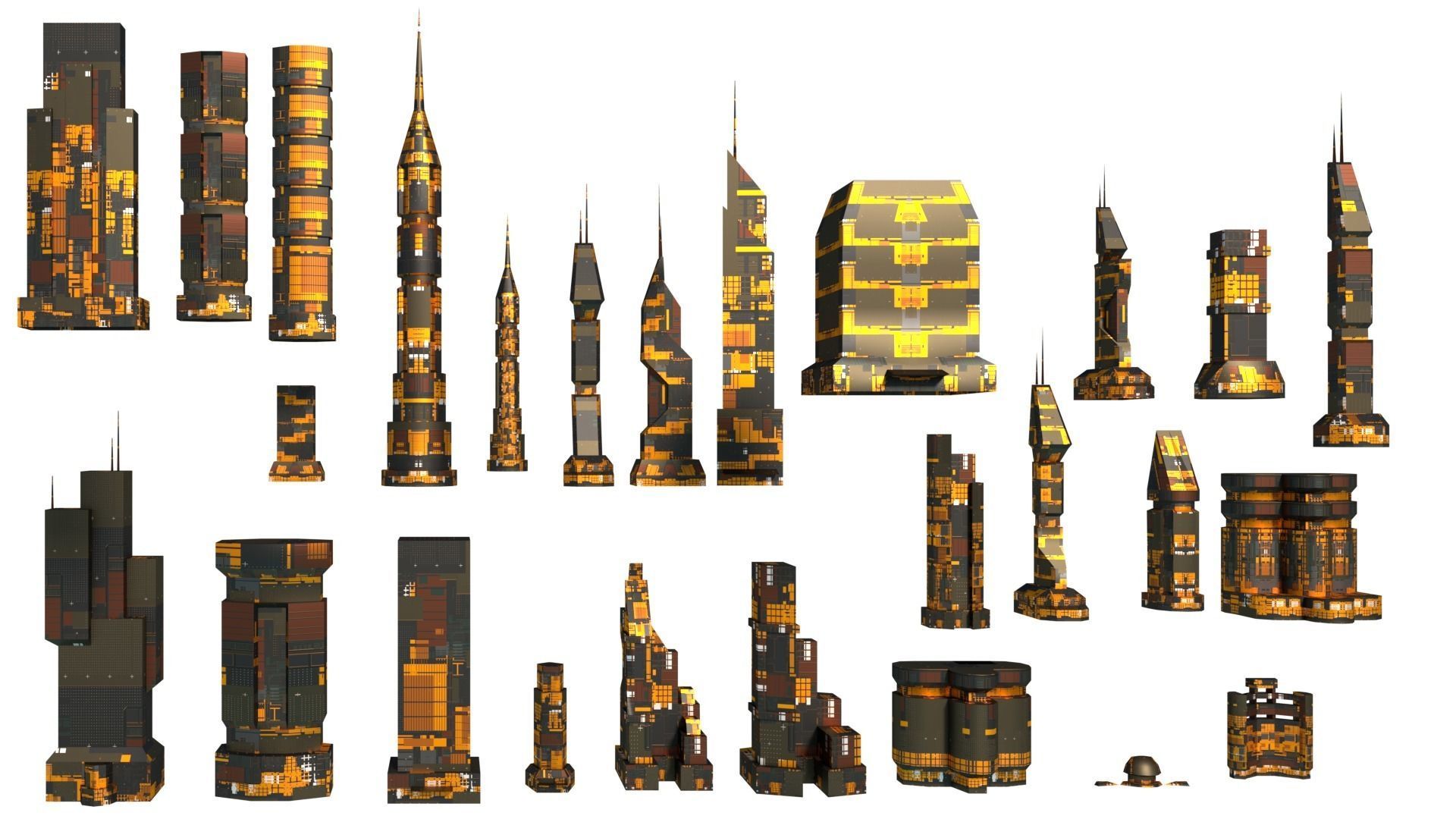 3D model Sci Fi Space Colony Pack Modular 8k PBR 1512 Buildings VR / AR ...