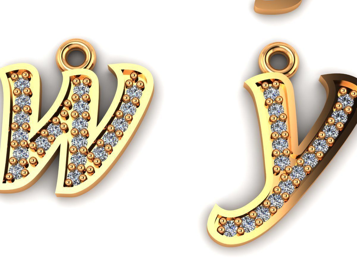 Alphabets Small Letter Pendants - 32 Letters 3D model 3D printable ...