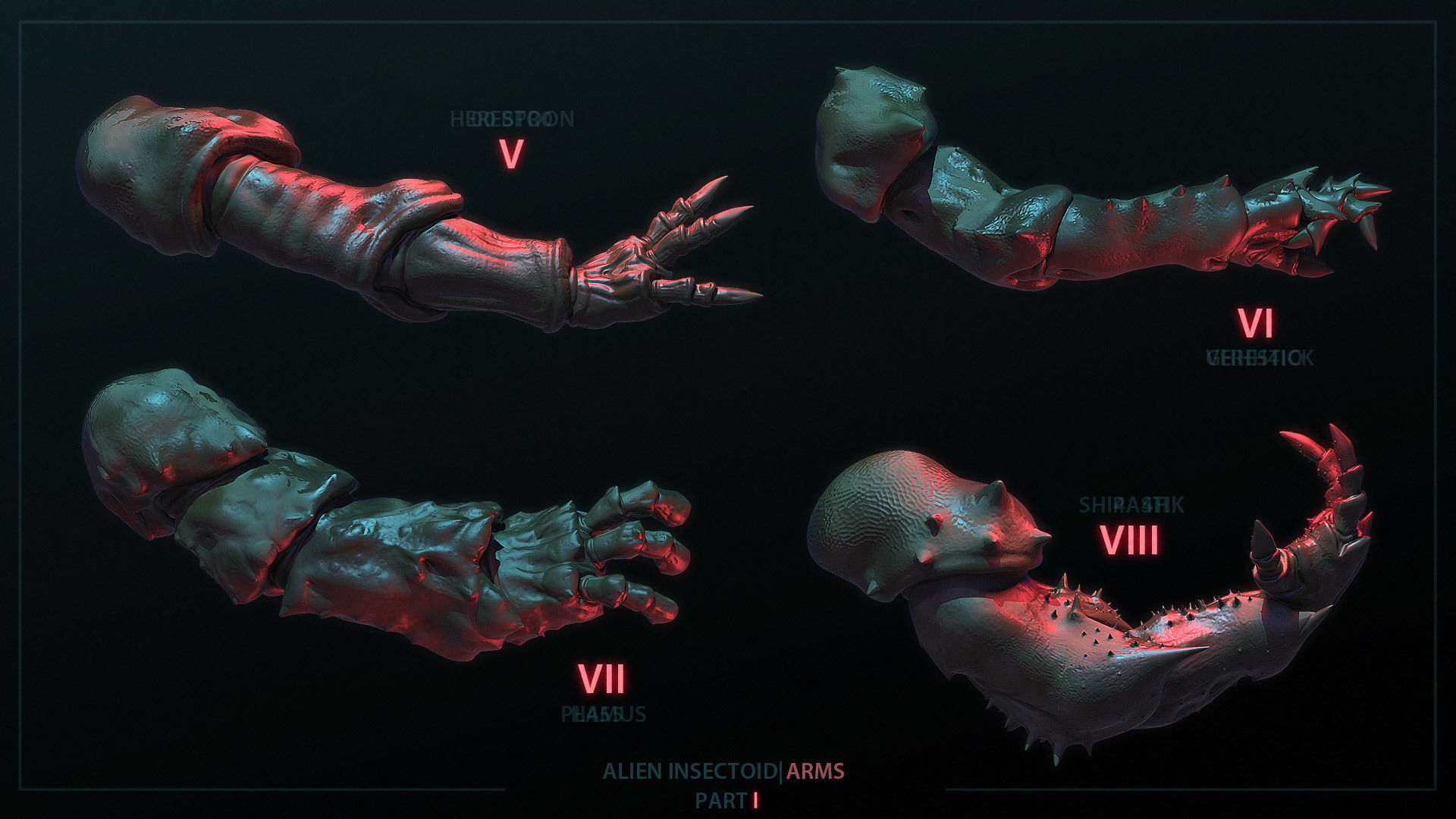Alien Insectoid Arms - 30 IMM Brush - Part I 3D model | CGTrader