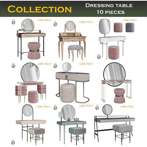 3D model Dressing table collection 3d model VR / AR / low-poly | CGTrader