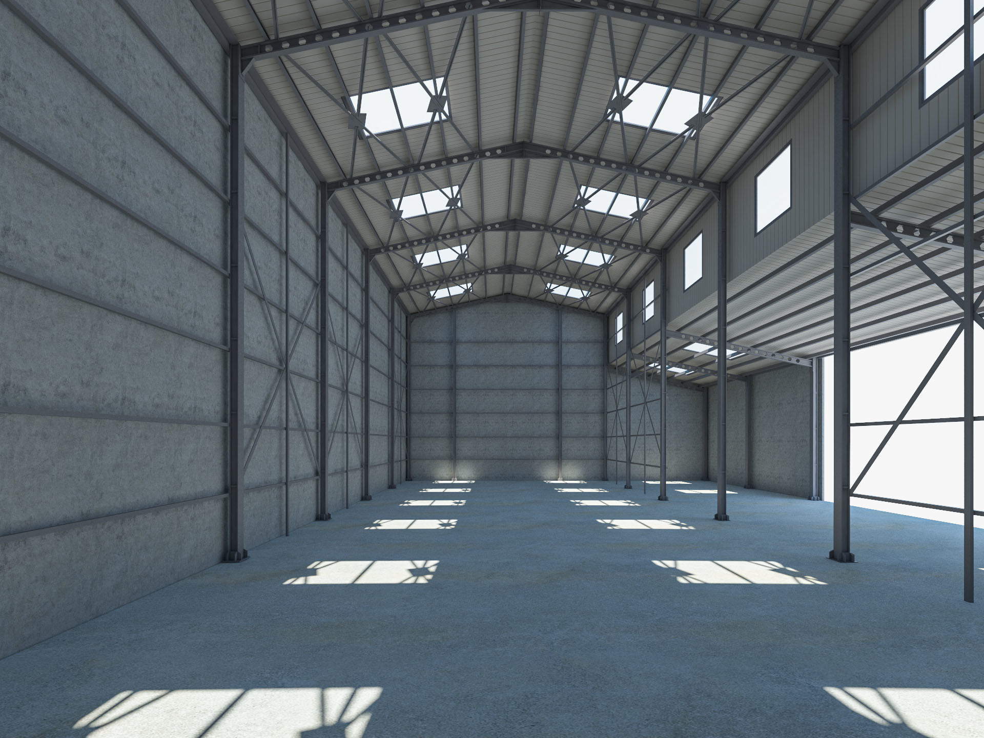 3D model Warehouse 2 structure of steel frame building VR / AR / low ...