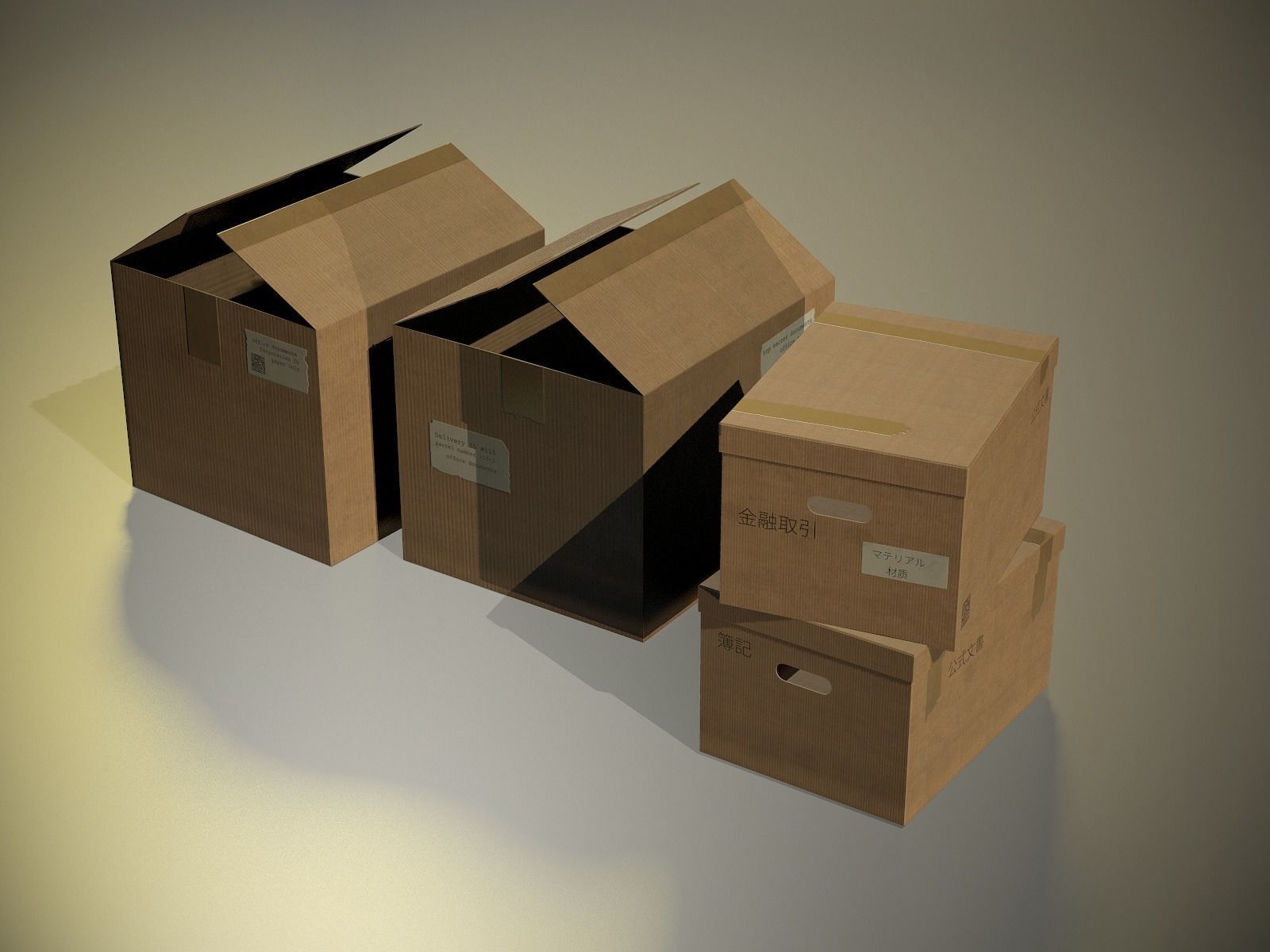 3D model Cardboard Boxes PBR VR / AR / low-poly | CGTrader