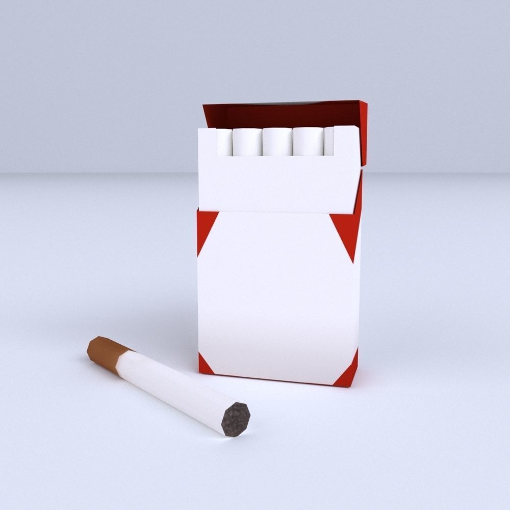 3D model Simple Cartoon Style Cigarette and Cigarette Box VR / AR / low ...
