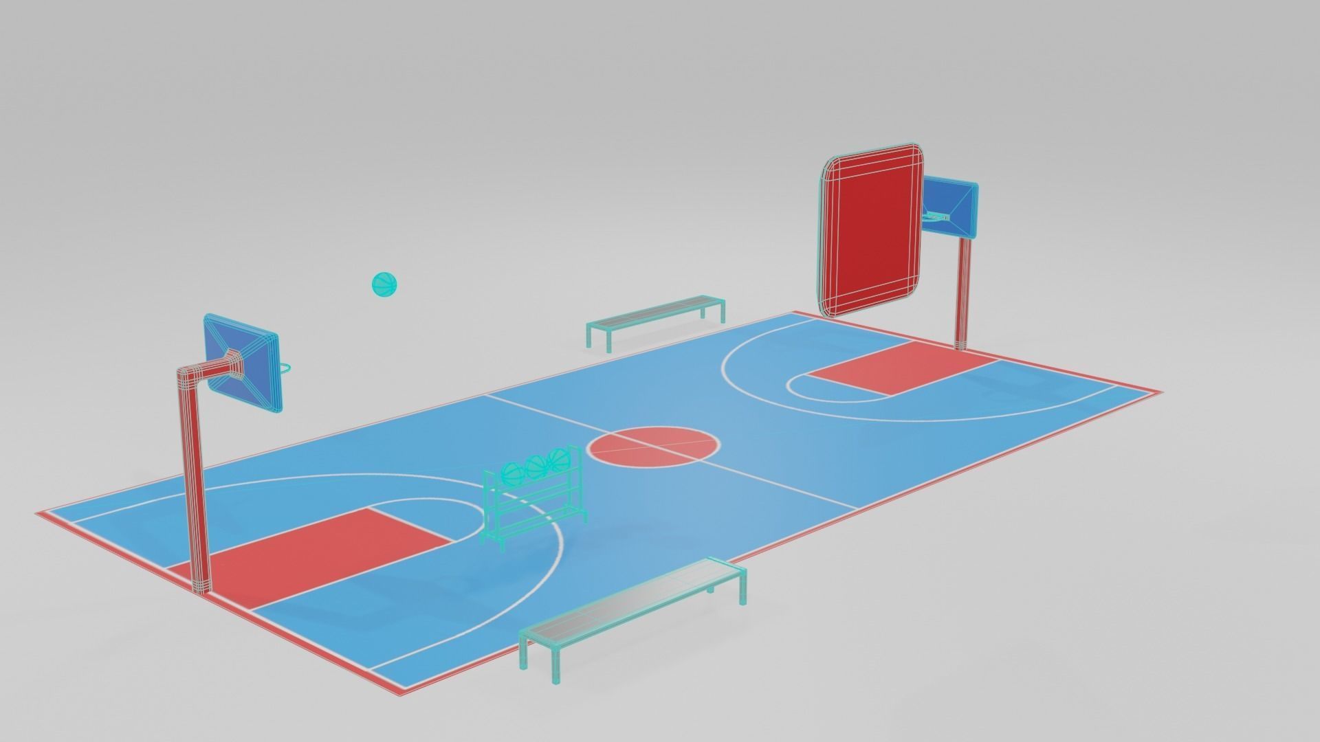 3D model low poly basketball court pack VR / AR / low-poly | CGTrader