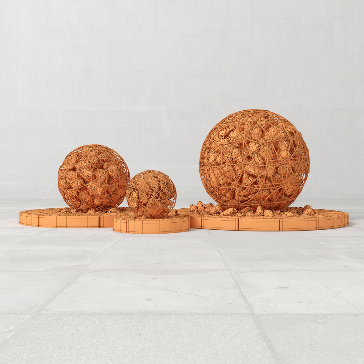 Street gabion sphere decor 3D model | CGTrader