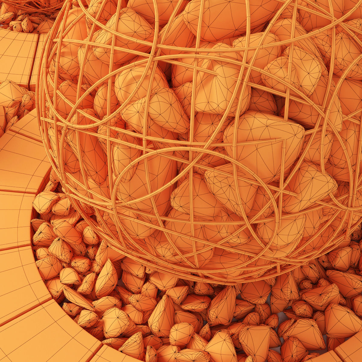 Street gabion sphere decor 3D model | CGTrader