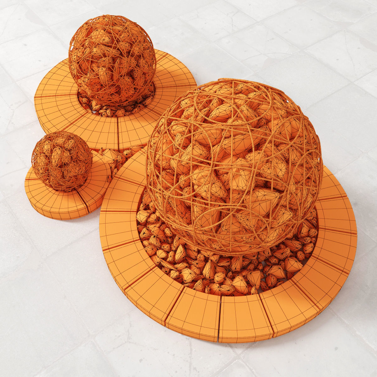 Street gabion sphere decor 3D model | CGTrader