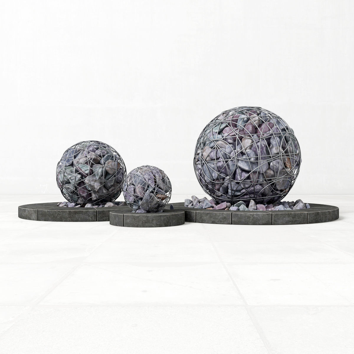 Street gabion sphere decor 3D model | CGTrader