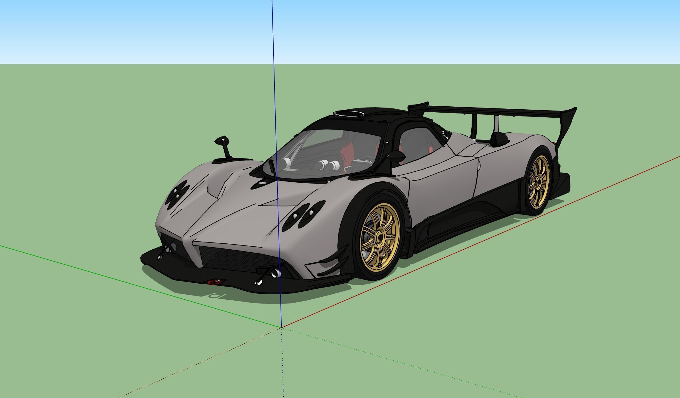 Pagani Zonda R race car grey and black free 3D model | CGTrader