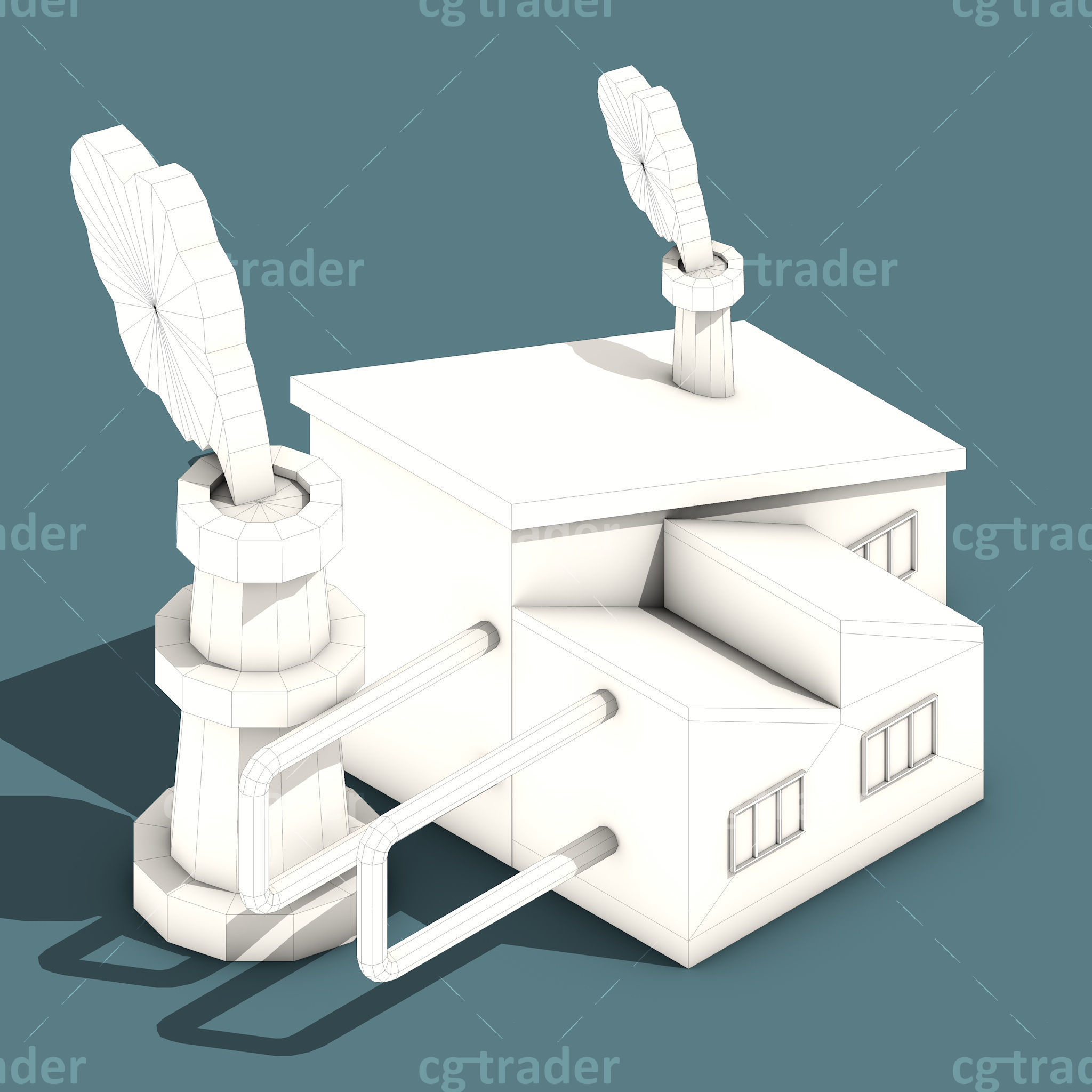 3D model Low Poly Building Industry Isometric Icon VR / AR / low-poly ...