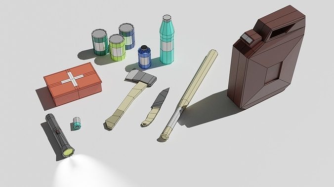 Survival Items Low Poly Style free VR / AR / low-poly 3D model | CGTrader