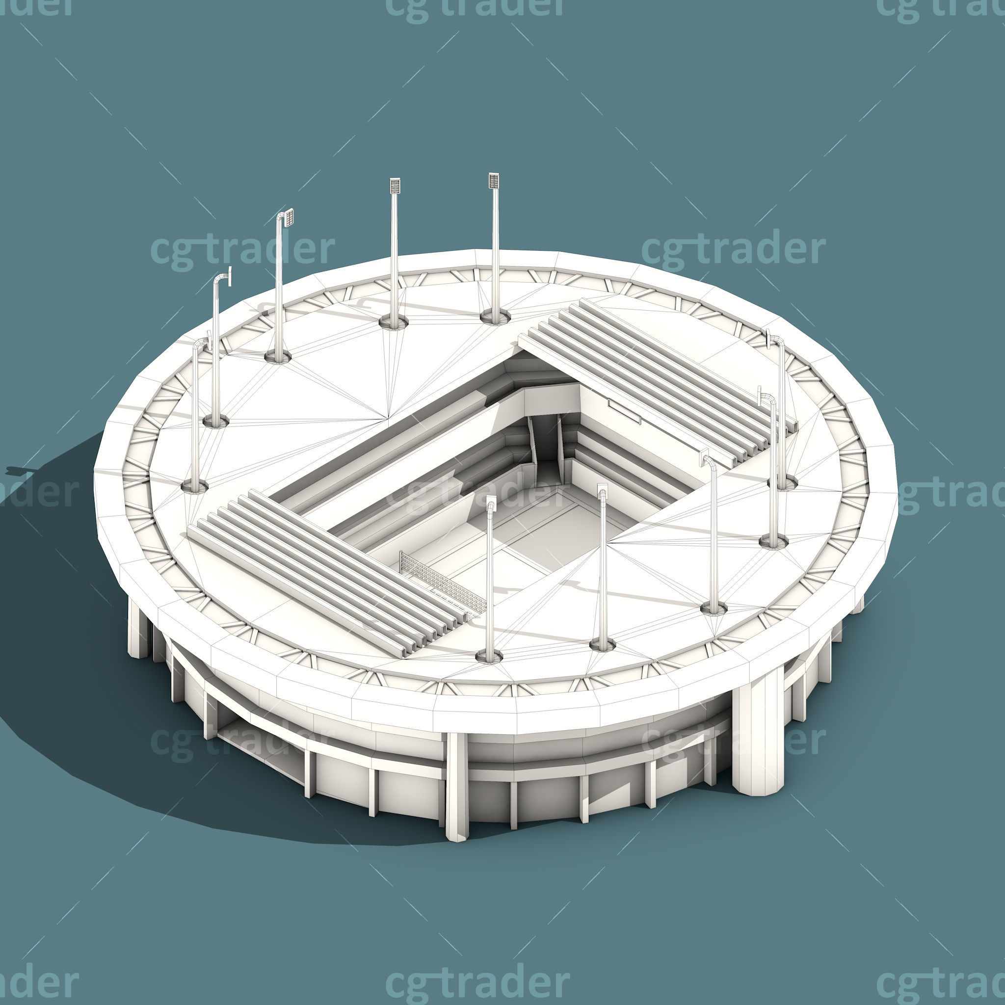 3D model Low Poly Stadium Set Isometric Icon VR / AR / low-poly | CGTrader