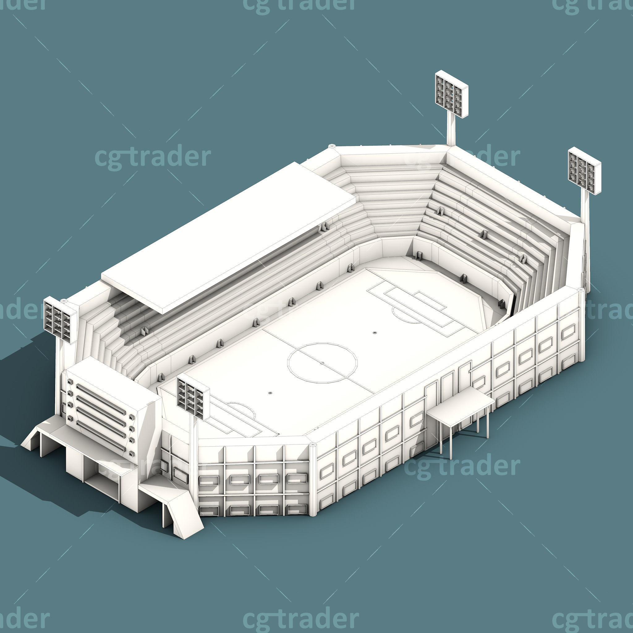 3D model Low Poly Stadium Set Isometric Icon VR / AR / low-poly | CGTrader