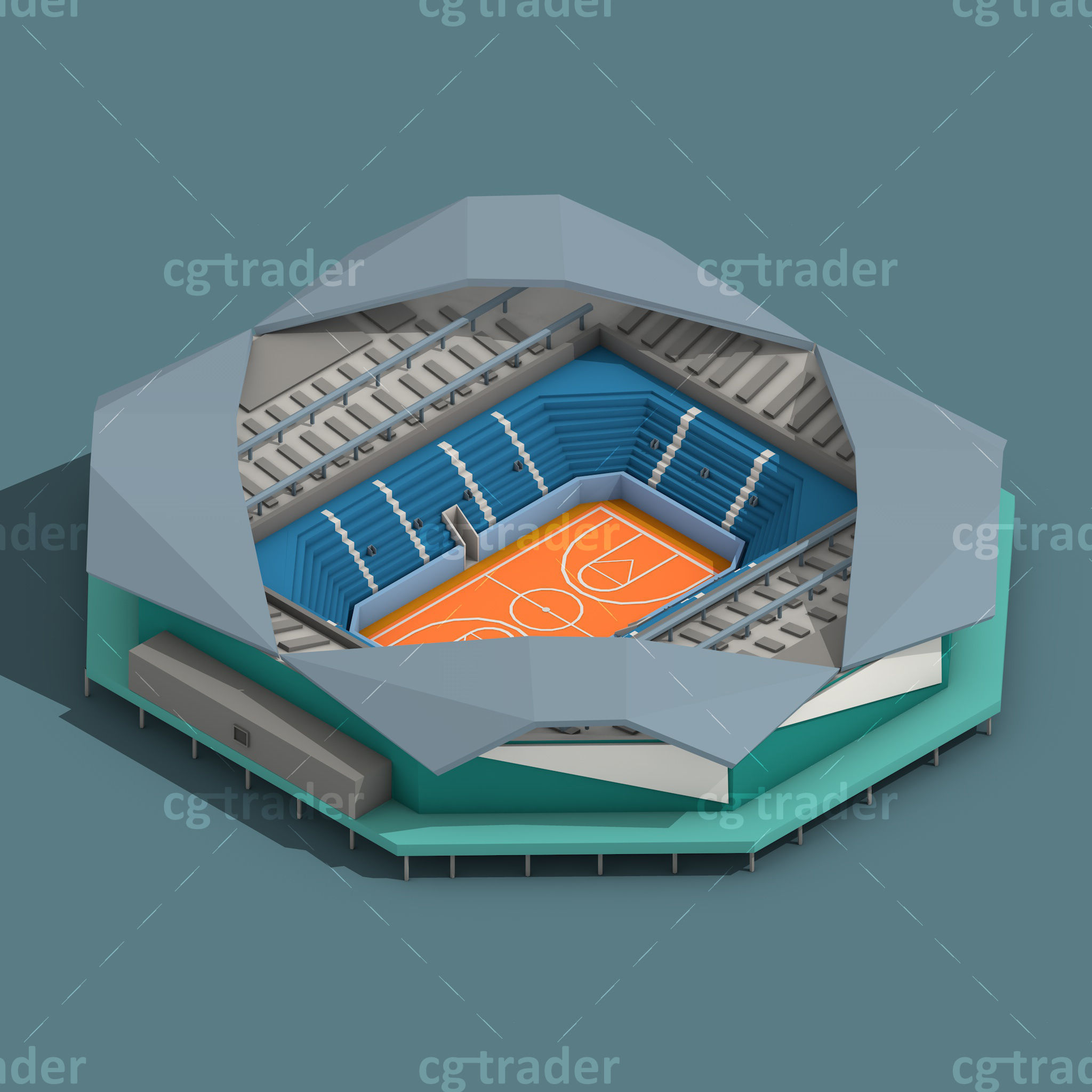 3D model Low Poly Stadium Set Isometric Icon VR / AR / low-poly | CGTrader
