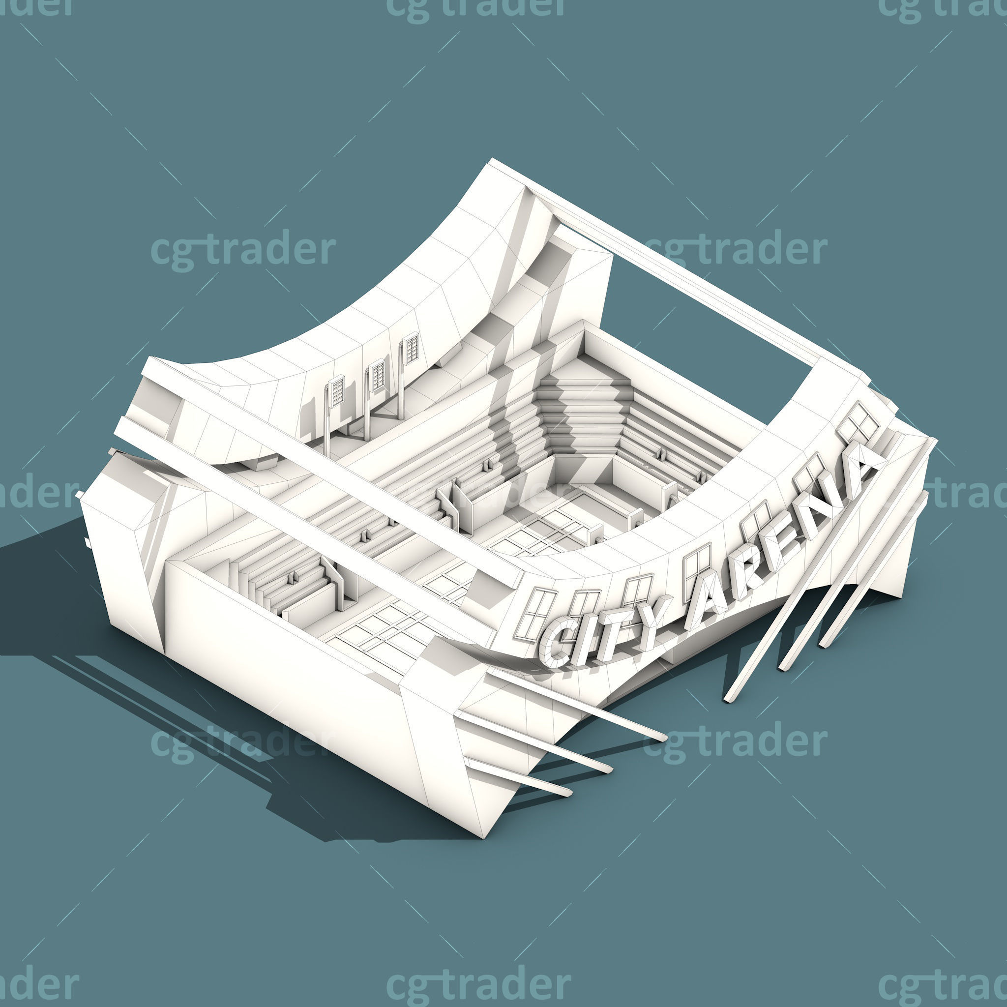 3D model Low Poly Stadium Set Isometric Icon VR / AR / low-poly | CGTrader