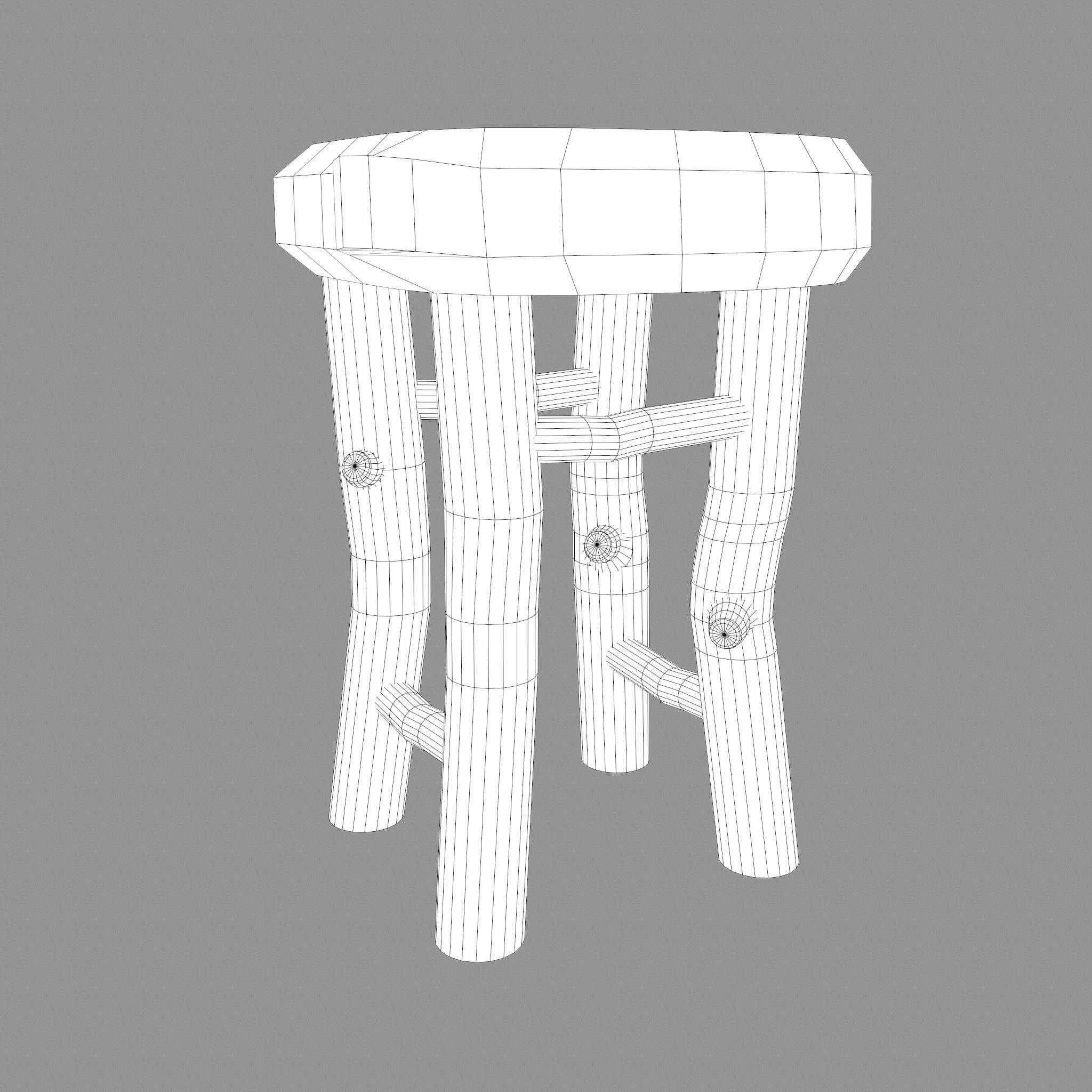 3D model Medieval Wooden Bar Stool VR / AR / low-poly | CGTrader