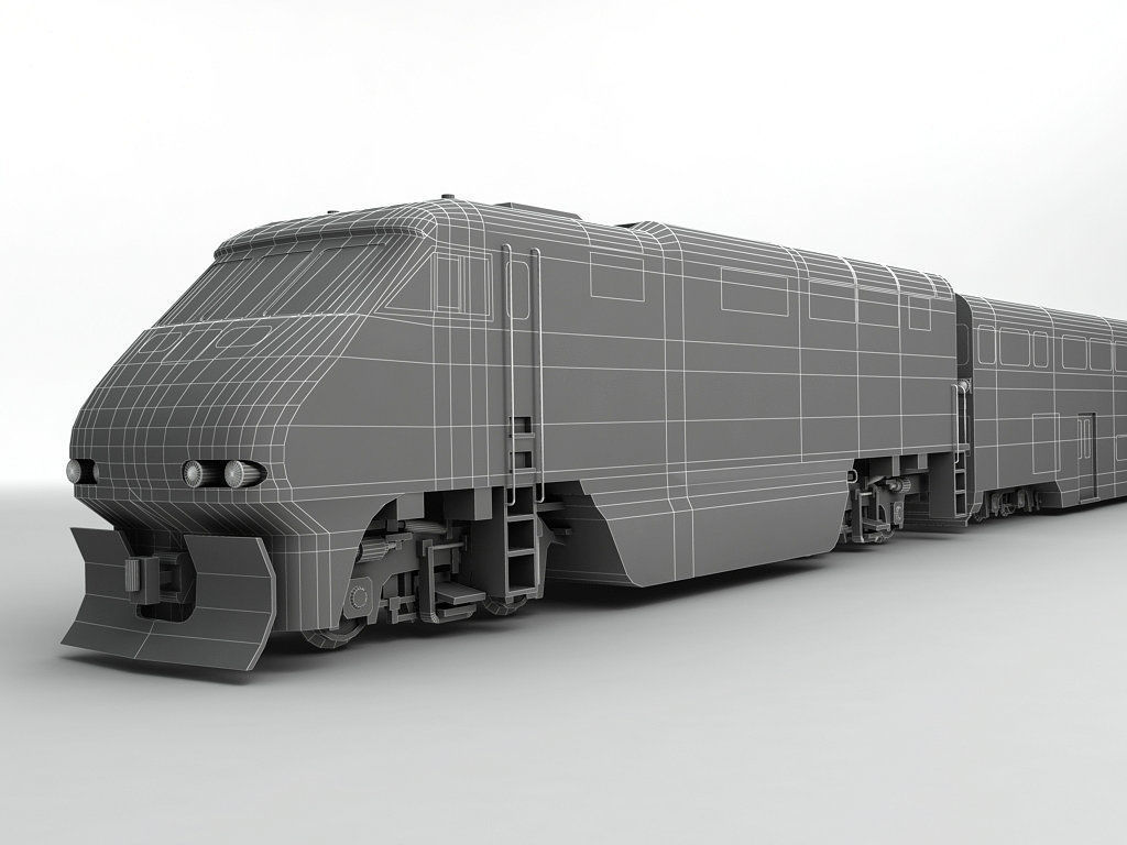 3D model F59PHI Locomotive Train With Passenger Car VR / AR / low-poly ...