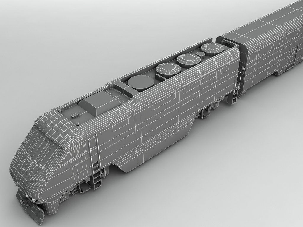 3D model F59PHI Locomotive Train With Passenger Car VR / AR / low-poly ...