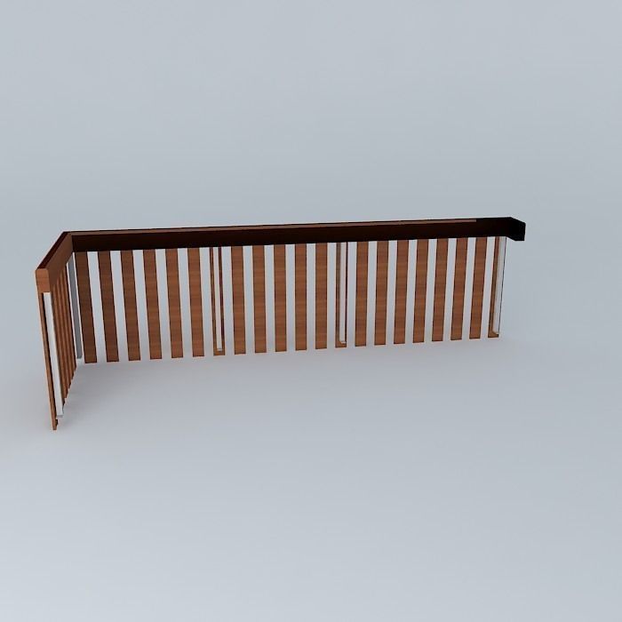 Wooden railing free 3D model | CGTrader