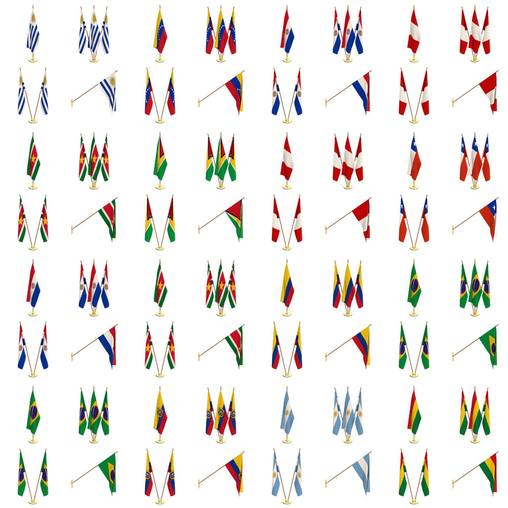 All South American Flag Packs 3D model | CGTrader