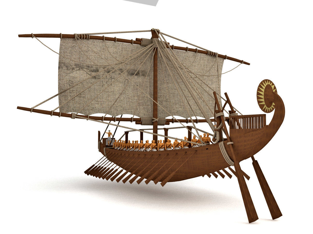 3D River Ancient Egyptian Ship CGTrader