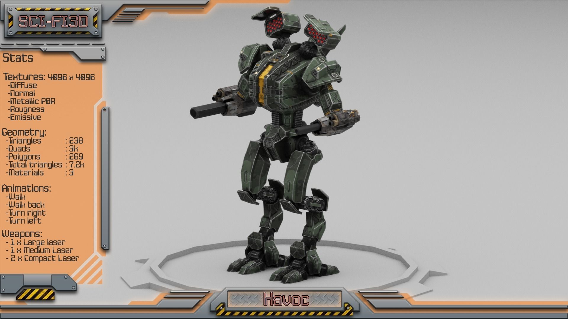 3D model Havoc BattleMech VR / AR / low-poly | CGTrader