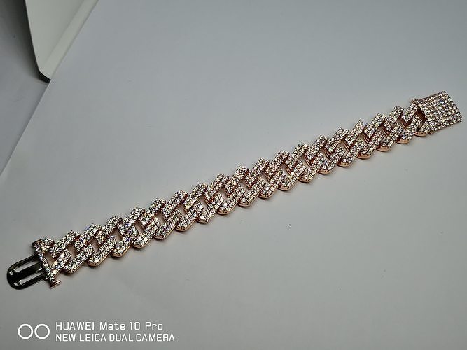 Model Cuban Chain Bracelet and Necklace stones cut round 3D model 3D ...